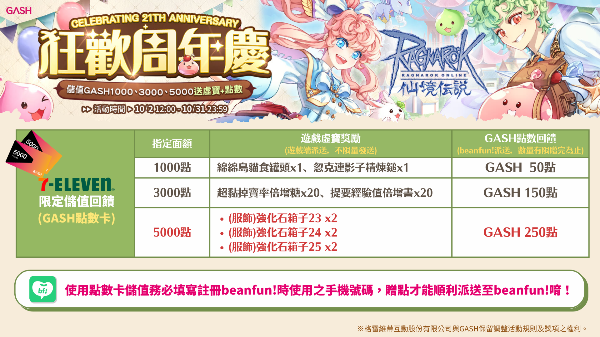 【情報】RO慶週年GASH回饋送(此活動已於2023/10/31結束) @RO 仙境傳說 Online 哈啦板 - 巴哈姆特